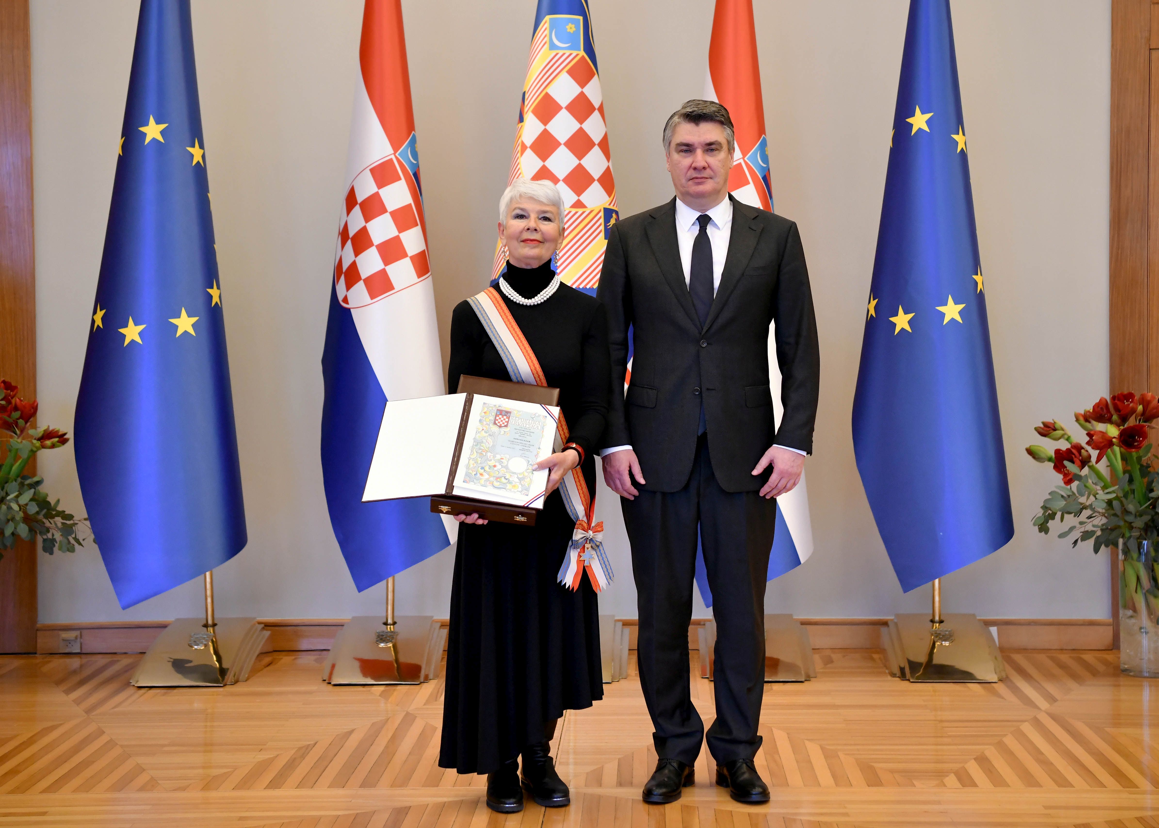 President Milanović Confers Grand Order of Queen Jelena with Sash and ...