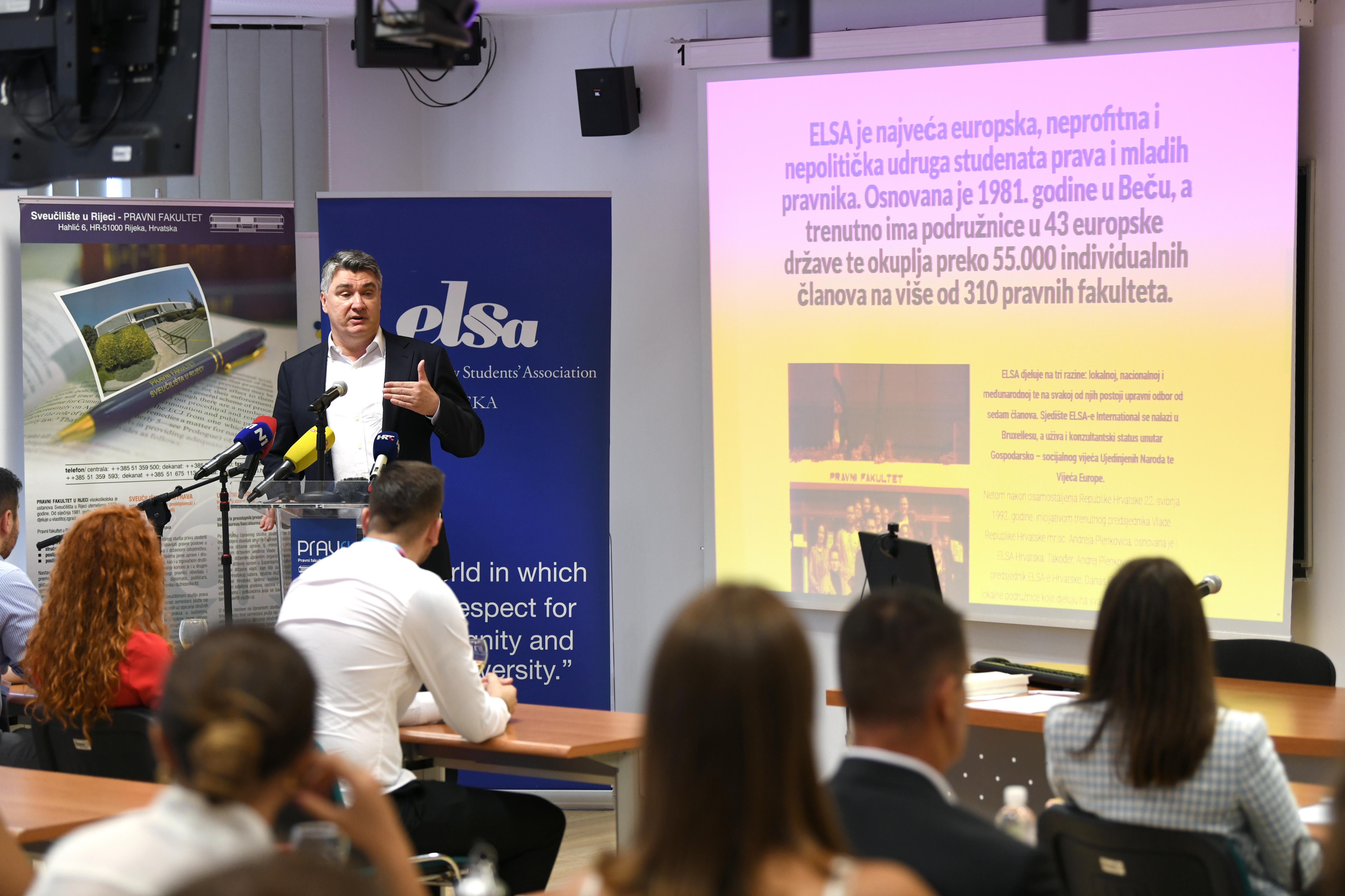 President Milanović at Opening of Summer ELSA Law School in Rijeka ...